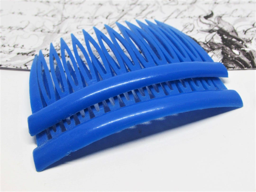Vintage GOODY Pretty Blue Plastic Hair Comb Set, Decorative Side Combs ...