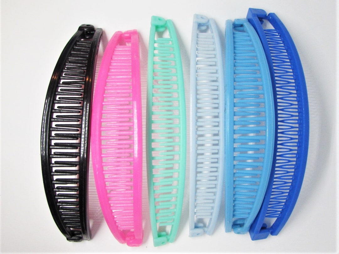 One 1 Vintage Large 6 1980s Banana Clip Ponytail Holder, Plastic Hair ...