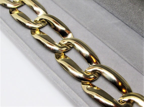 Vintage HONG KONG Chunky Gold Plated Chain Bracelet, … - Gem