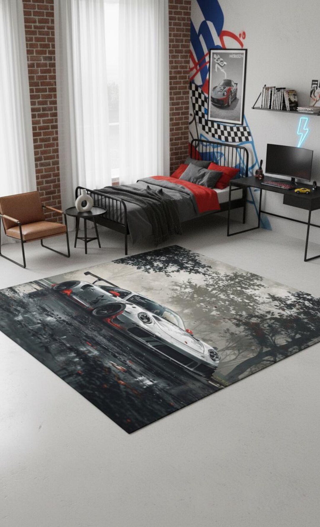 3D Printed Race Car Carpet, High-performance Sportscar Rug, Garage ...