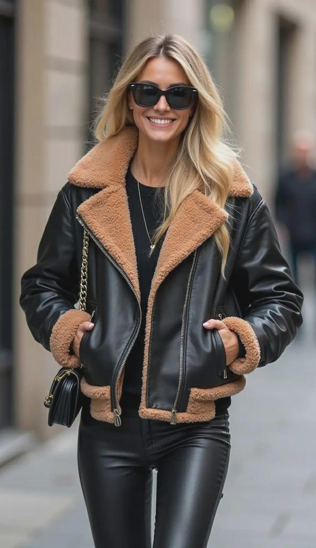 Handmade Black Shearling Lambskin Aviator Jacket | Women's Winter Coat ...