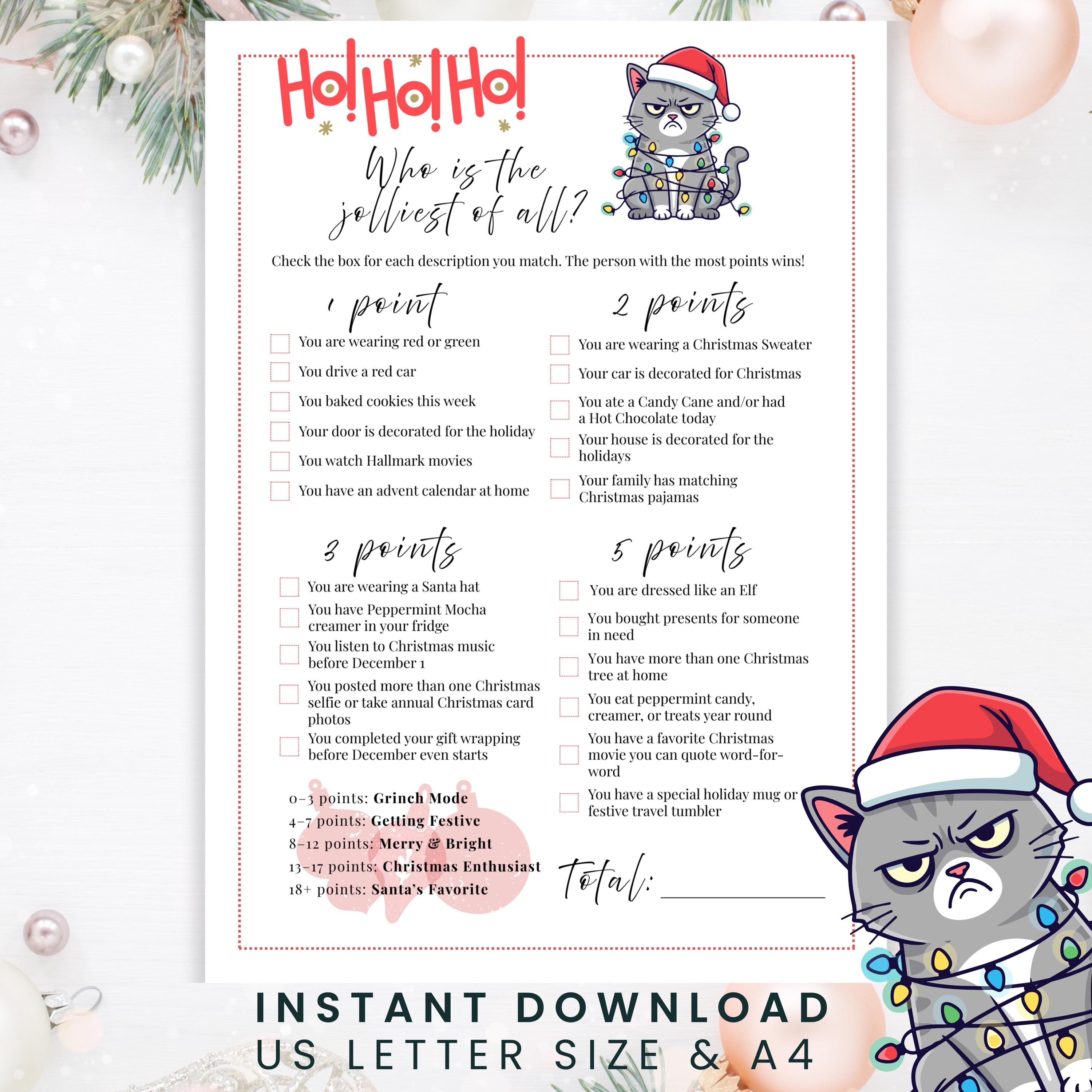 How Jolly Are You Christmas Game | Christmas Party Game | Printable ...