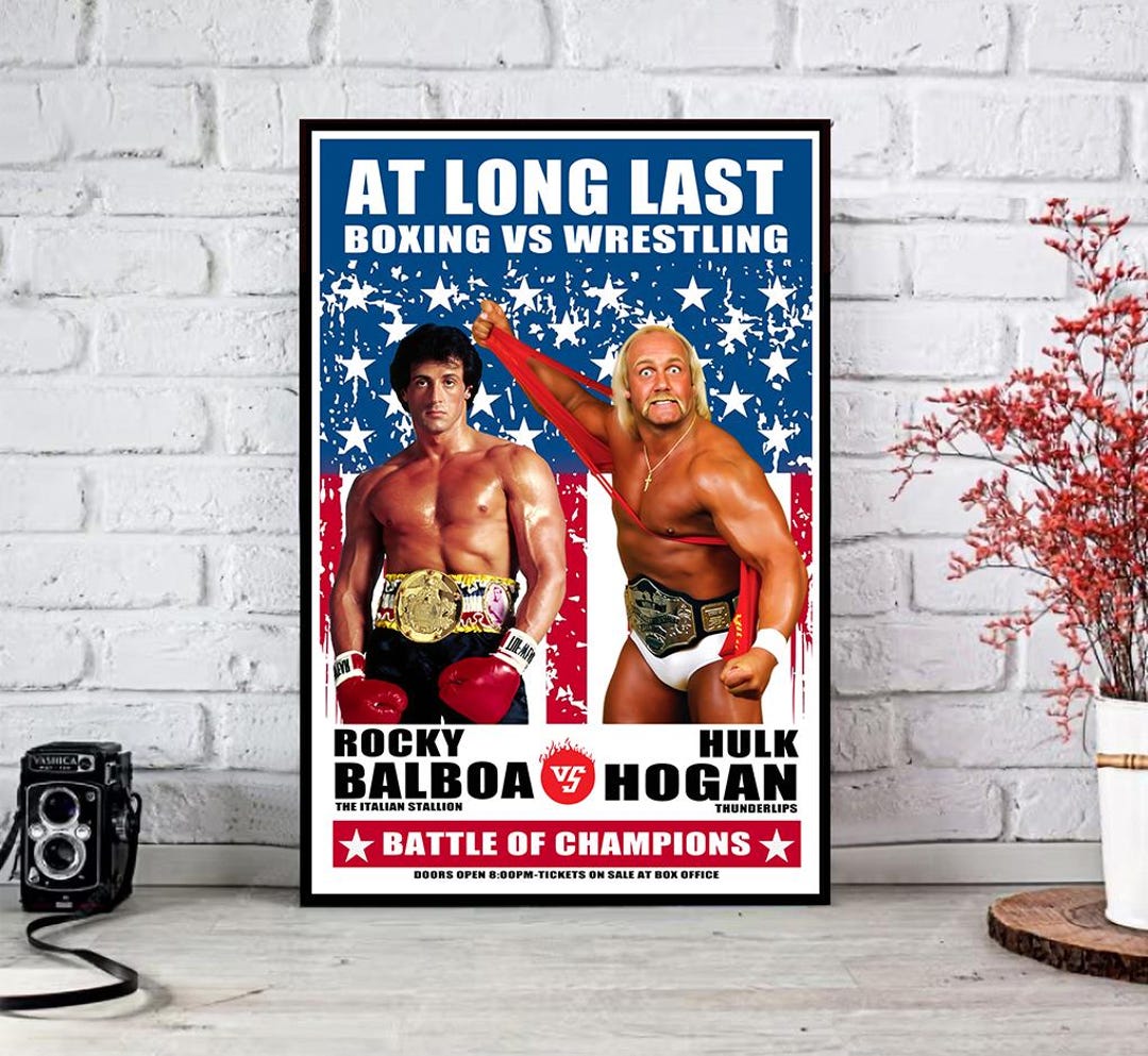Rocky Balboa Vs Hulk Hogan Boxing Wrestling Poster | Matte Vertical ...