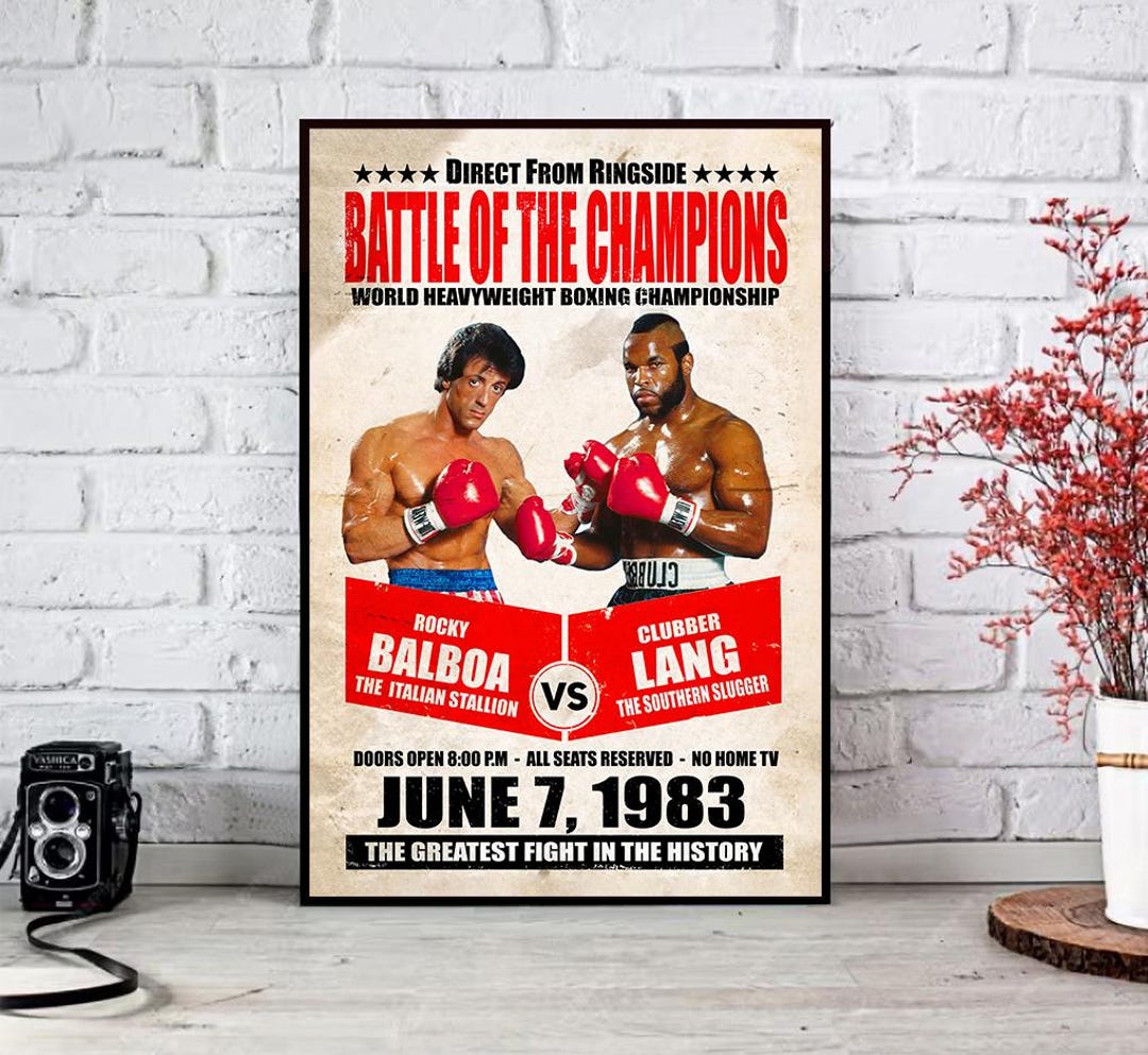 Vintage Rocky Balboa Vs Lang Boxing Poster: Retro Gym Decor - Etsy