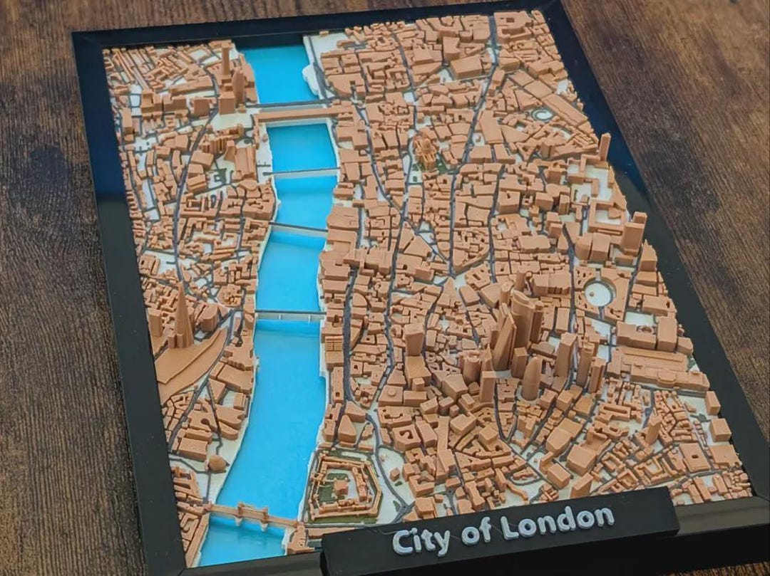 London 3D Miniature Map, Topographic Design (wall or Table Decoration ...