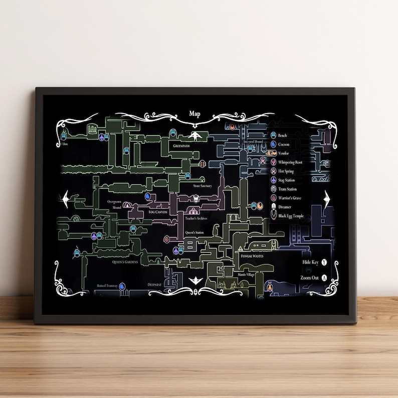 Hollow Knight Map Poster, Hollow Knight Map Wall Art, Wall Decor ...