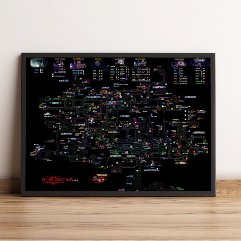 Hollow Knight Map Poster, Hollow Knight Map Wall Art, Wall Decor ...