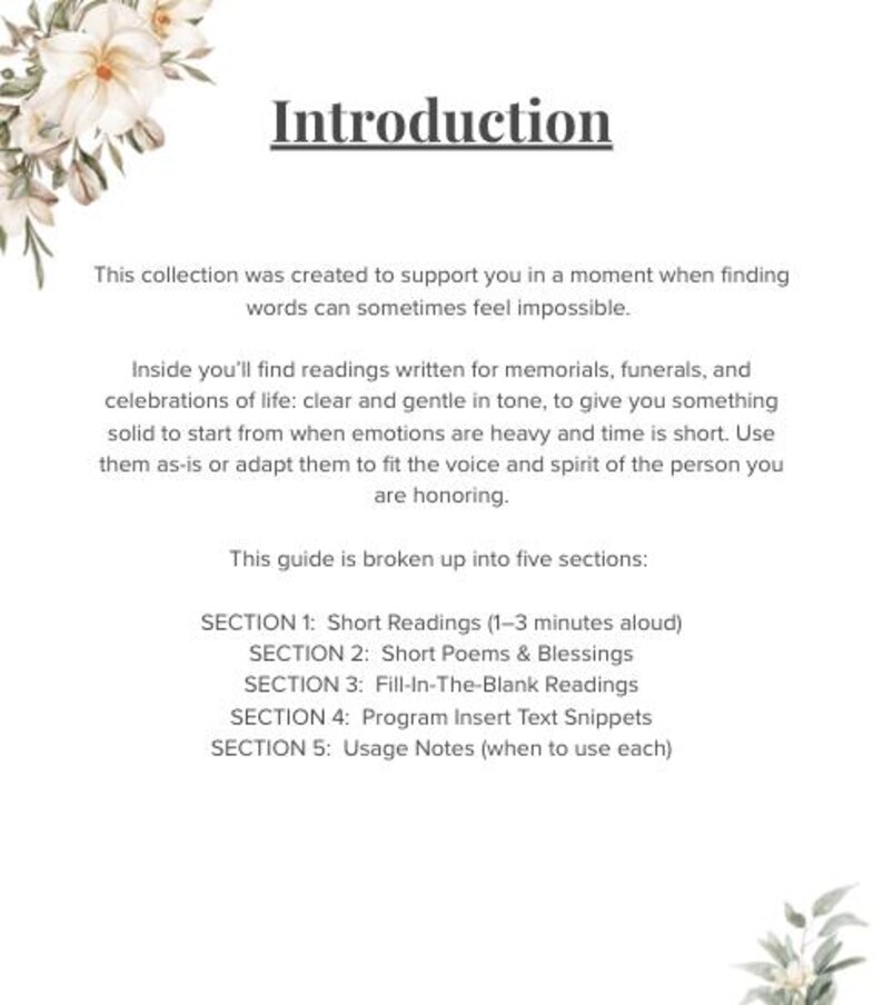 Funeral Readings & Poems • Memorial Speech and Program Text • Printable ...