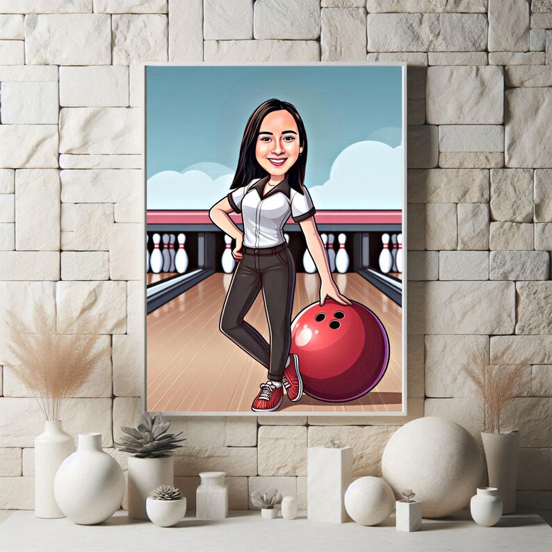 Funny Bowler Drawing Art, Bowler Gift, Lady Bowler Caricature From ...