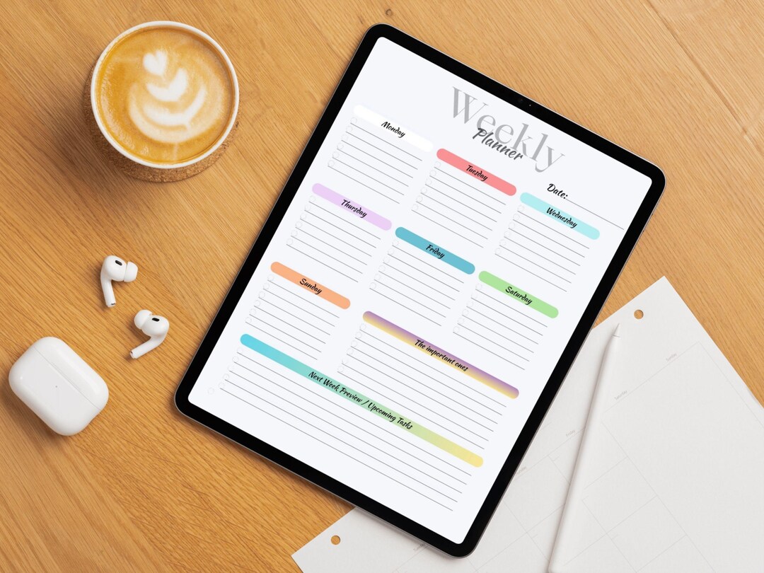 Weekly Planner Without Clutter, Printable or You Can Use It on iPad ...