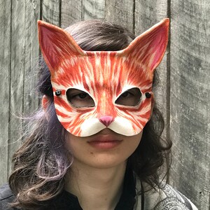 Leather Mask Tabby Cat Brown Gray - Etsy