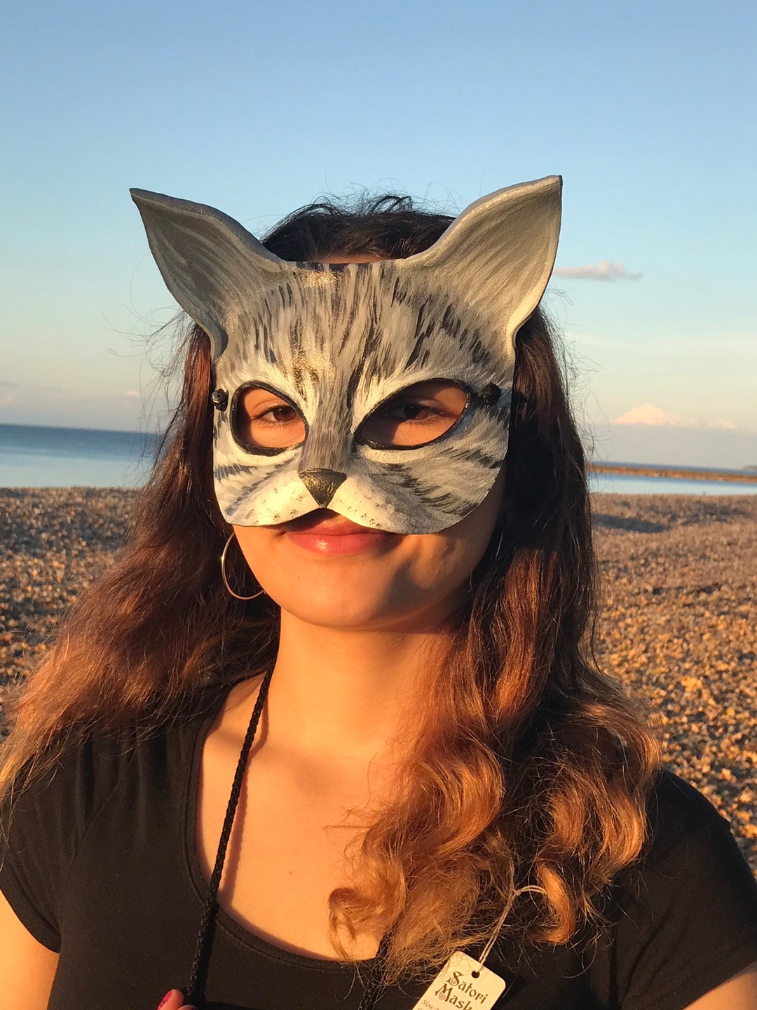 Leather Mask Tabby Cat Brown Gray - Etsy