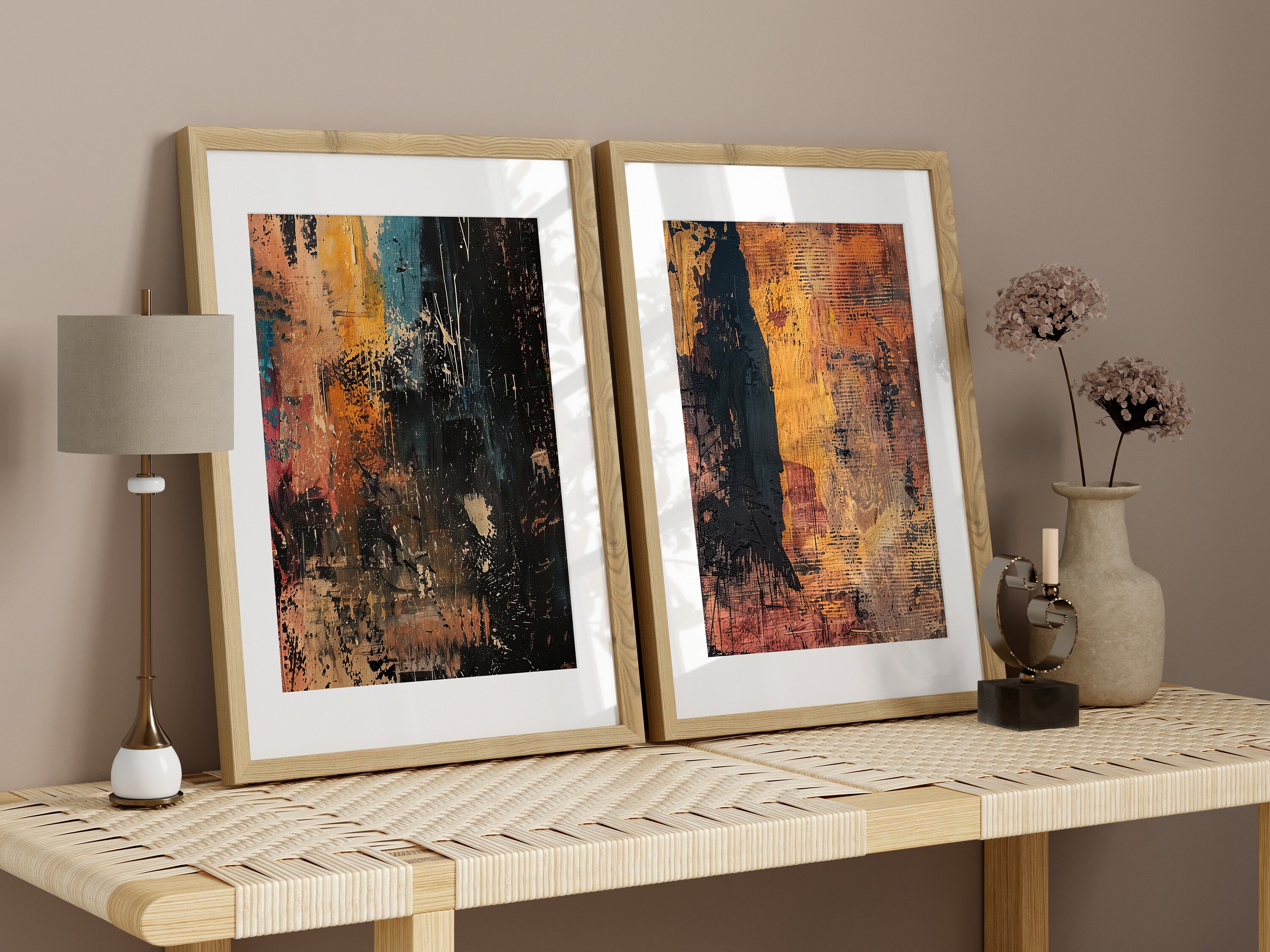 Digital Download Wall Art Set of 2 - Abstract Modern Minimalist Decor ...