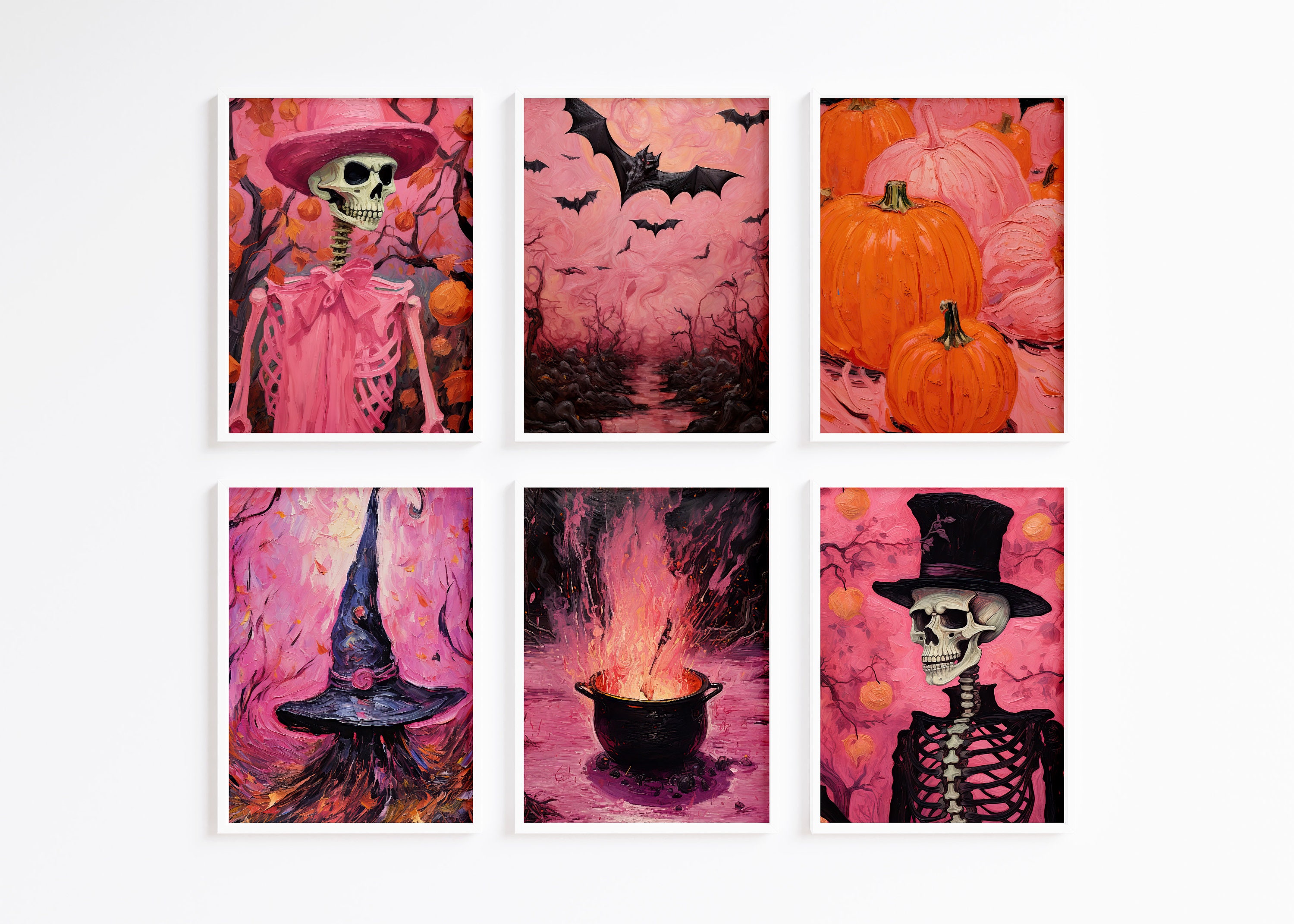 Digital Download Wall Art Set of 6: Barbie Pink Halloween, Cute & Fun ...