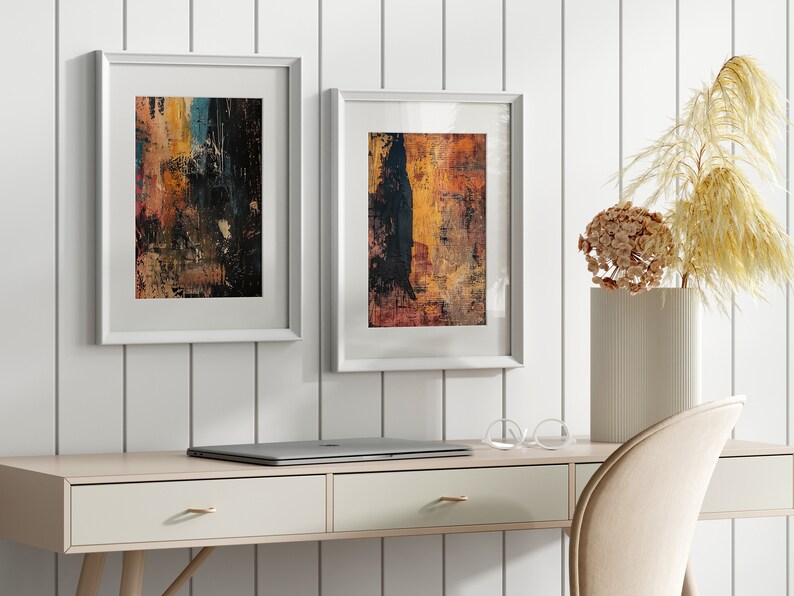 Digital Download Wall Art Set of 2 - Abstract Modern Minimalist Decor ...
