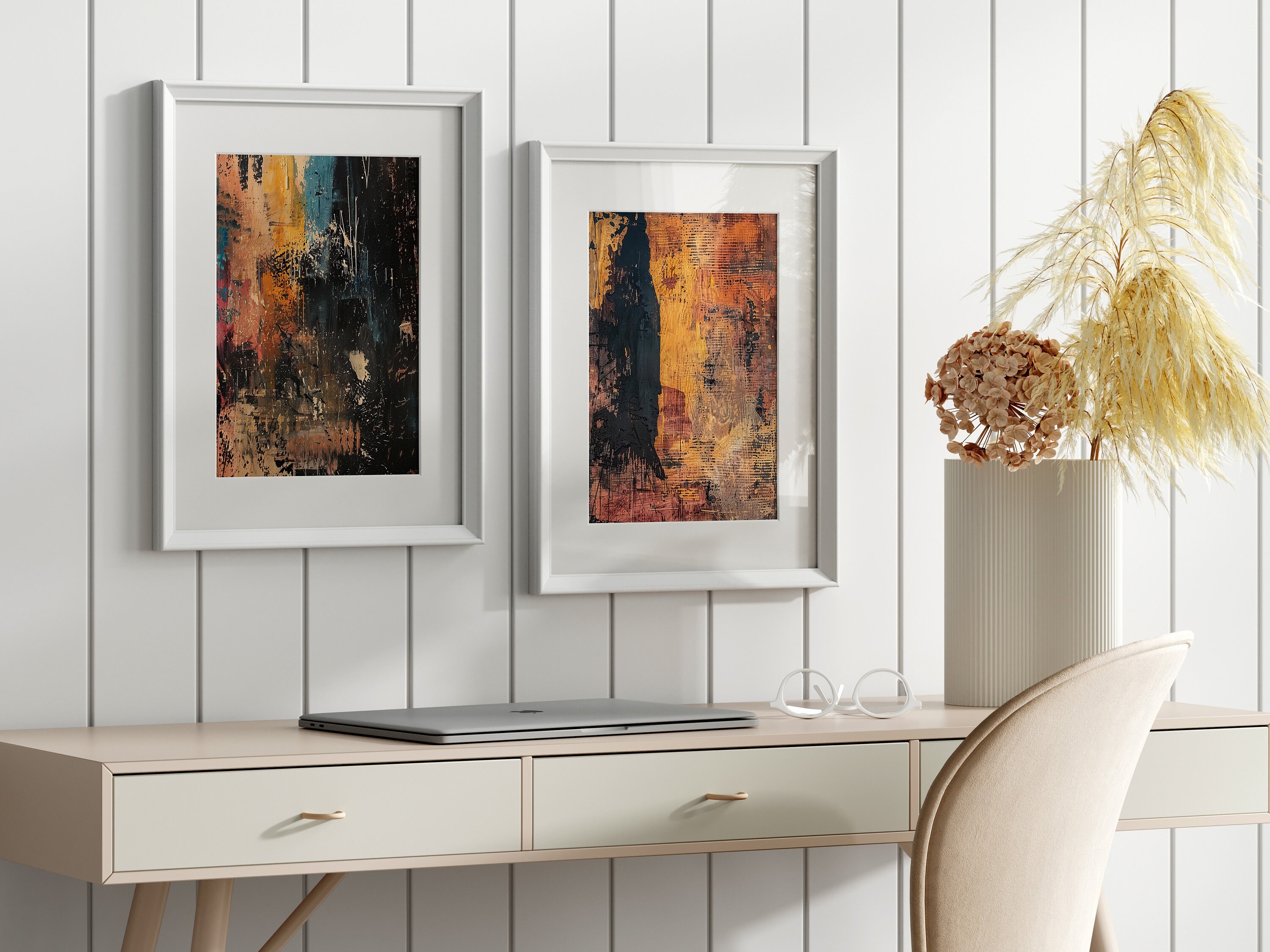 Digital Download Wall Art Set of 2 - Abstract Modern Minimalist Decor ...