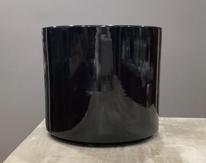 Mid Century Gainey Ceramic California Glossy Black Planter Pot (10x11 ...