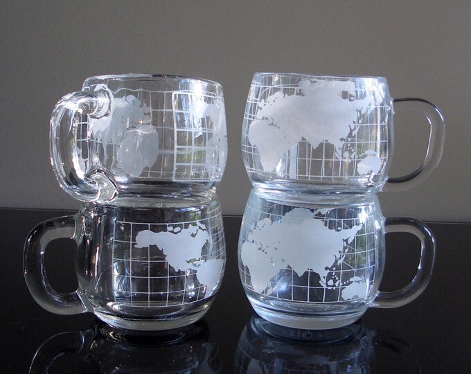 Nestle Glass World Globe Mugs set of 4 - Etsy