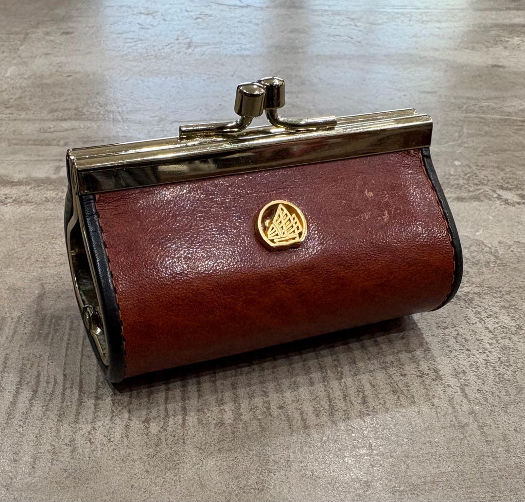 Vintage Genuine Italian Leather Coin Goldtone Kisslock Pouch Purse - Etsy