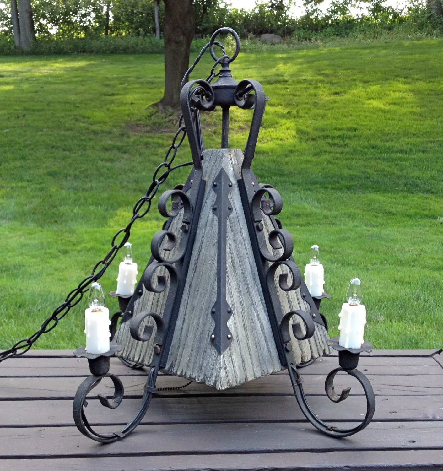 Mid Evil Gothic Black Wrought Iron Hanging Ceiling Light Lamp - Etsy