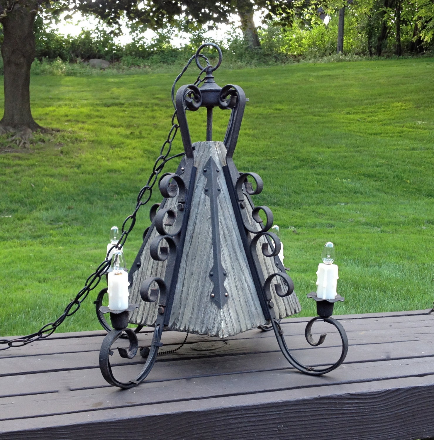 Mid Evil Gothic Black Wrought Iron Hanging Ceiling Light Lamp - Etsy