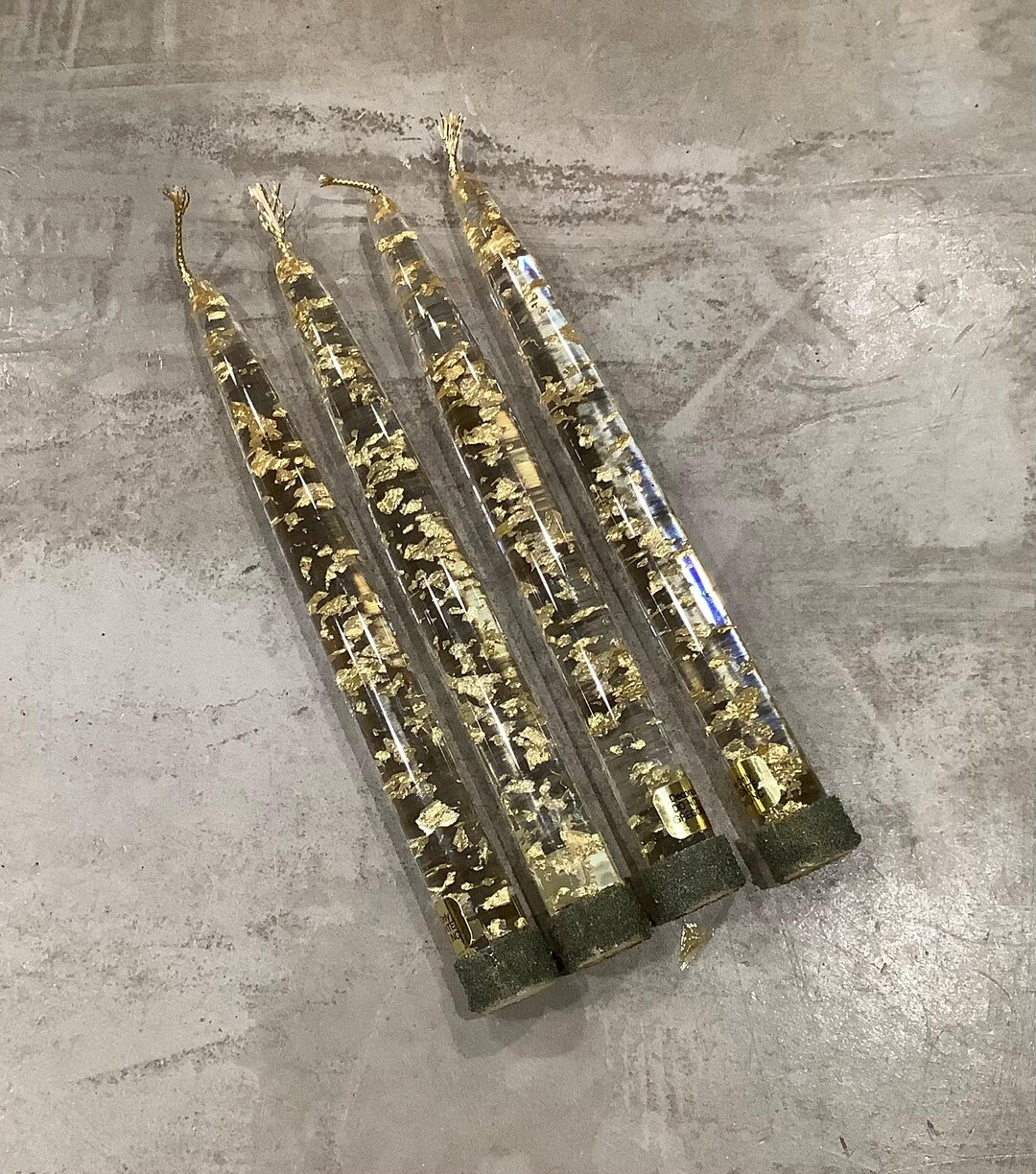 Mid Century Lucite Acrylic Gold Flake Taper Candles set of 4 - Etsy
