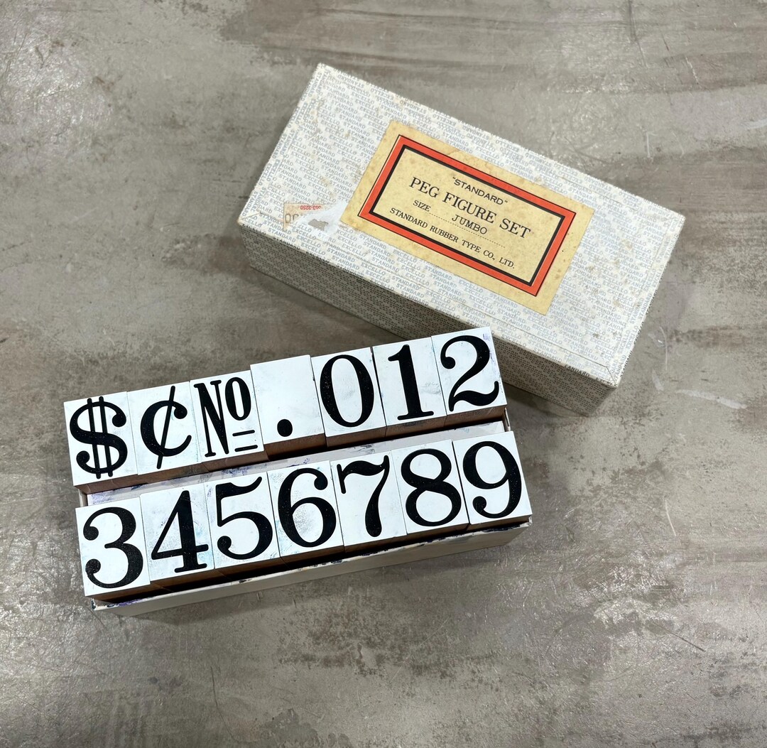 Vintage "standard" Peg Number Figure Jumbo Rubber Stamp Set - Etsy