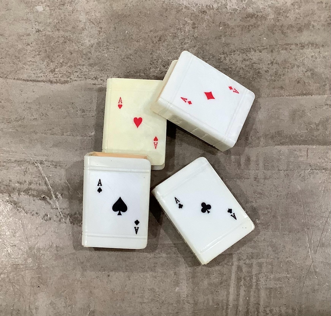 Vintage Ace Playing Cards Plastic Match Boxes / Italy Four Pack Wax ...