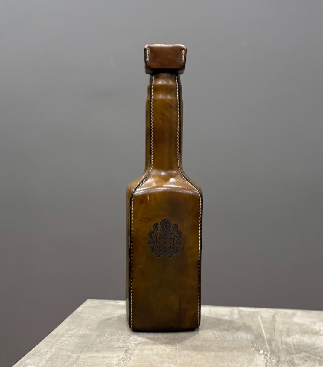 Vintage Italian Tooled Leather Wrapped Bottle / Made in Italy - Etsy