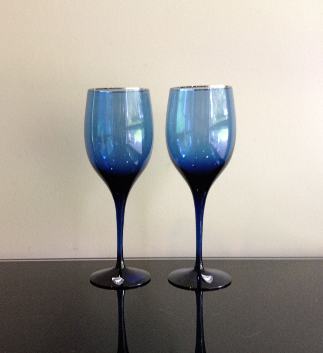 Vintage Orrefors Sweden Starfire Blue platinum Trim Water Glass ...