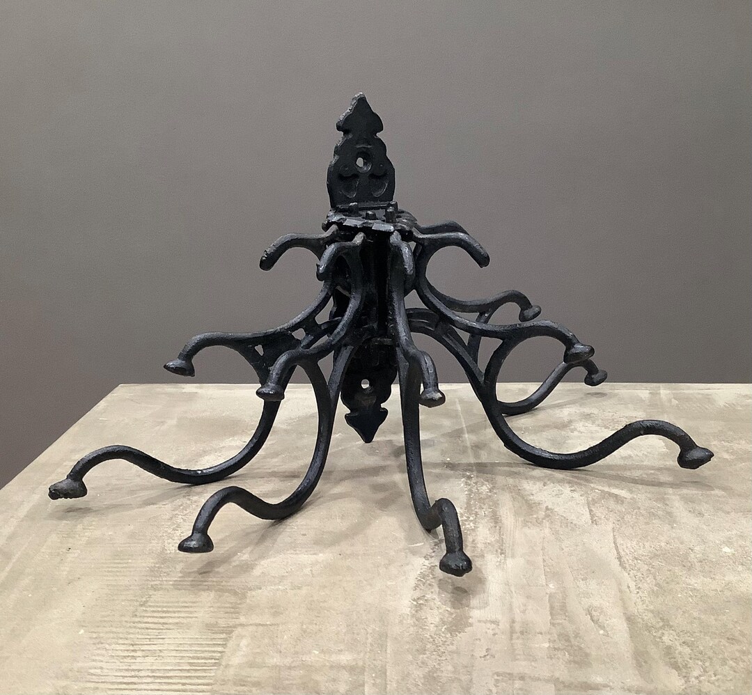 Vintage Black Cast Iron Swing Arm Folding Wall Mounted Coat Rack / Coat ...