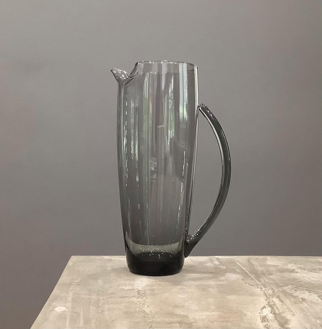 Mid Century Smoke Gray Glass Tall Martini Cocktail Pitcher - Etsy