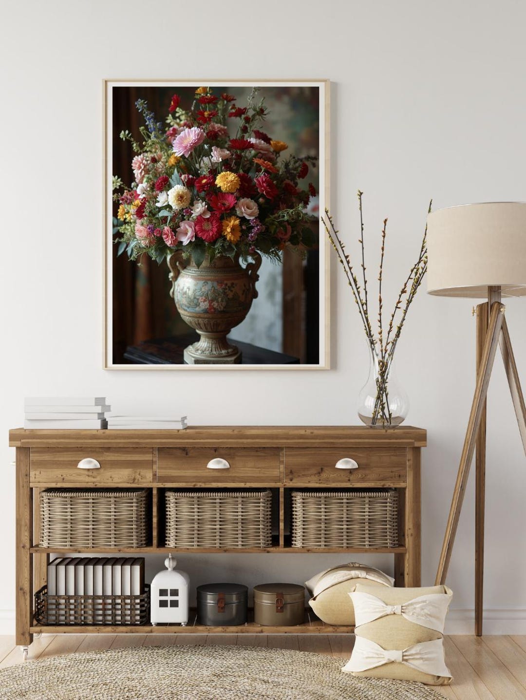 Antique Floral Vase Print, Vintage Baroque Bouquet Wall Art (digital ...