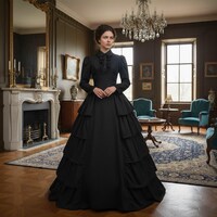 Black Gothic Sheer Basque Waist Corset Tulle Wedding Dress ...