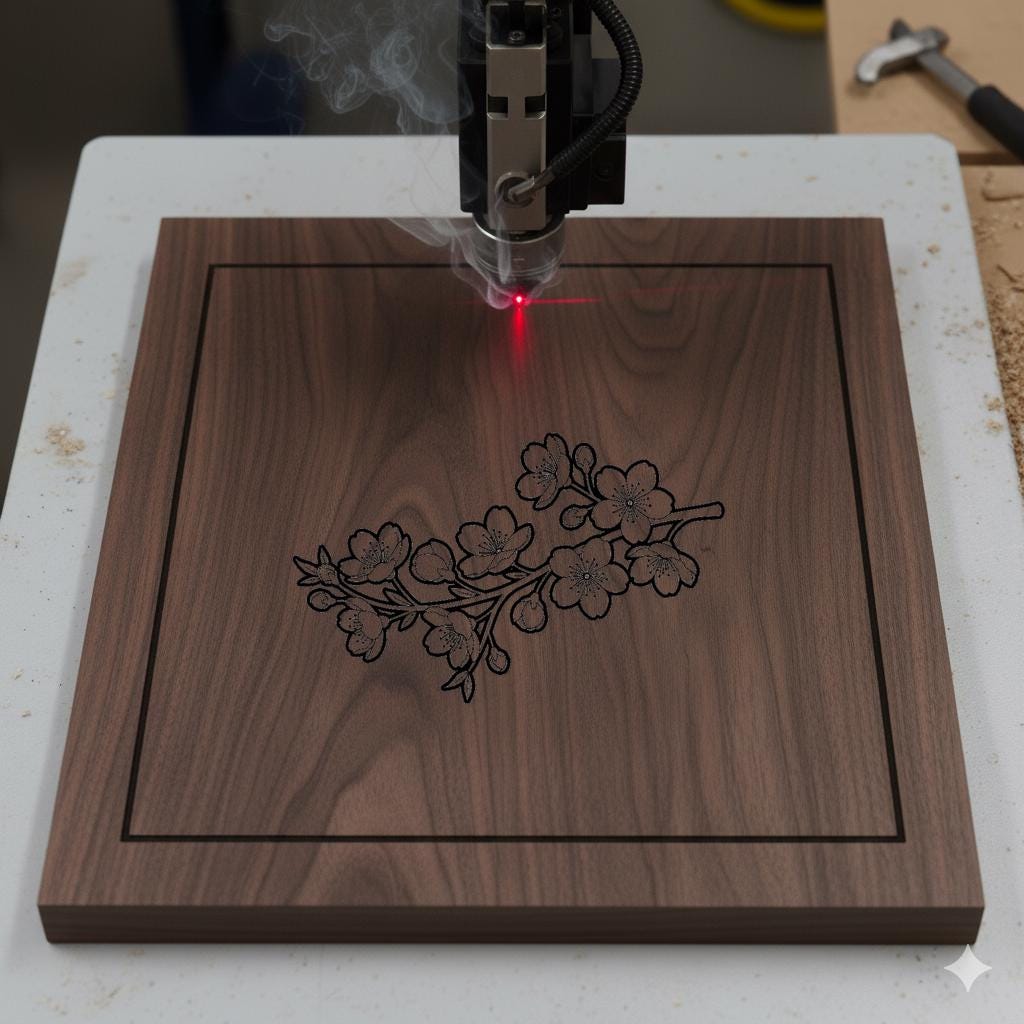 Cherry Blossom Branch SVG | Floral Silhouette for Laser Engraving & CNC ...