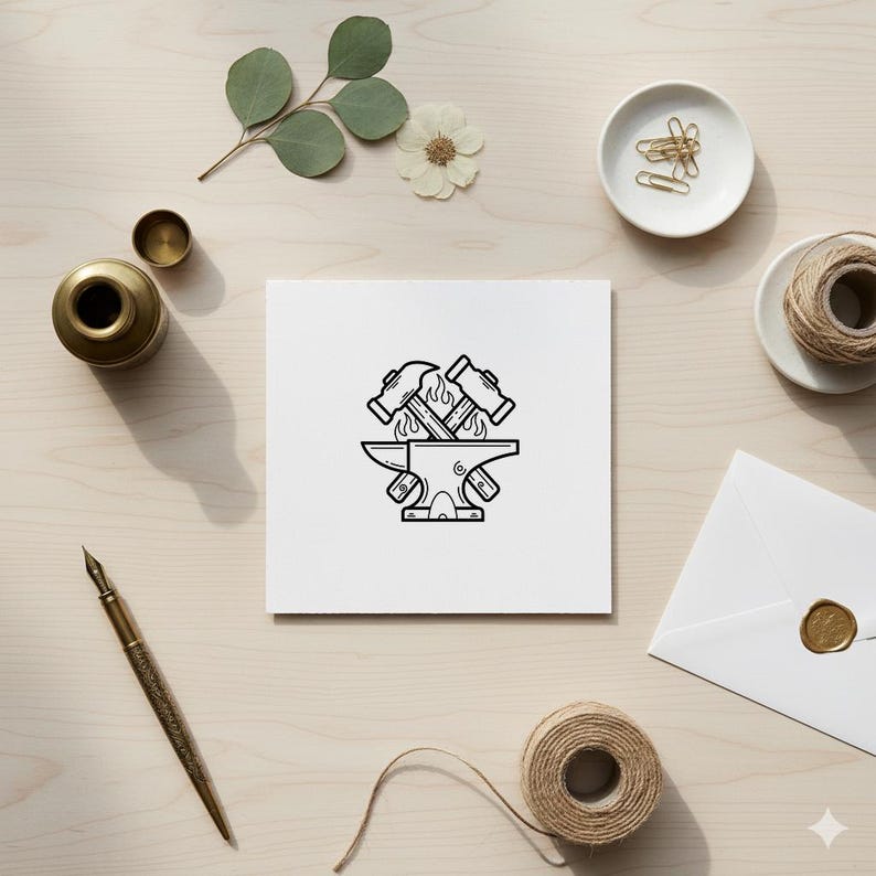 Blacksmith Tools Badge SVG PNG | Hammer & Anvil Silhouette for Laser ...