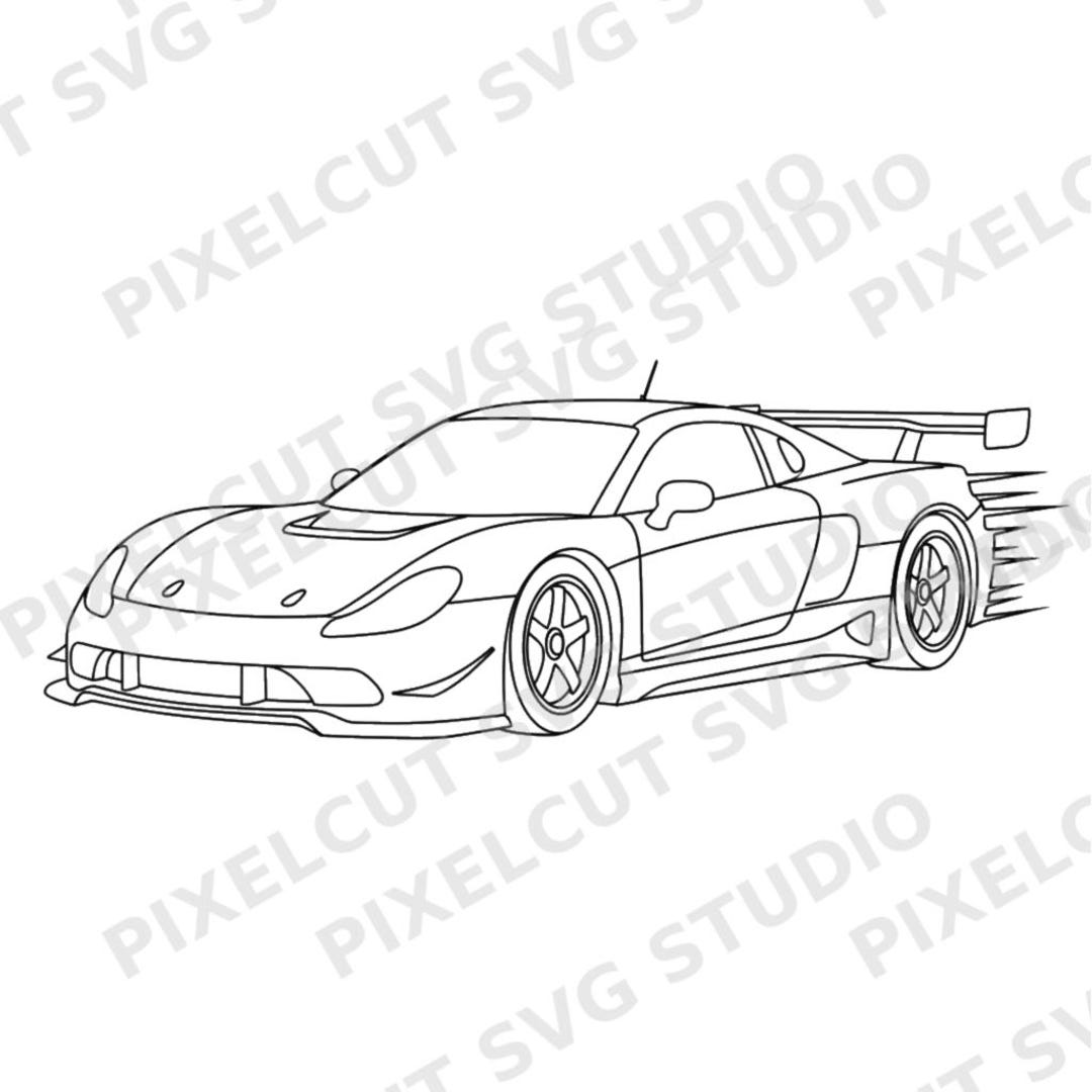 Racing Car Outline SVG PNG | Sports Car Silhouette for Laser Engraving ...