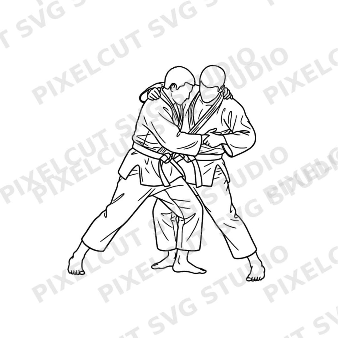 Judo Throw Outline SVG PNG | Martial Arts Silhouette for Laser ...