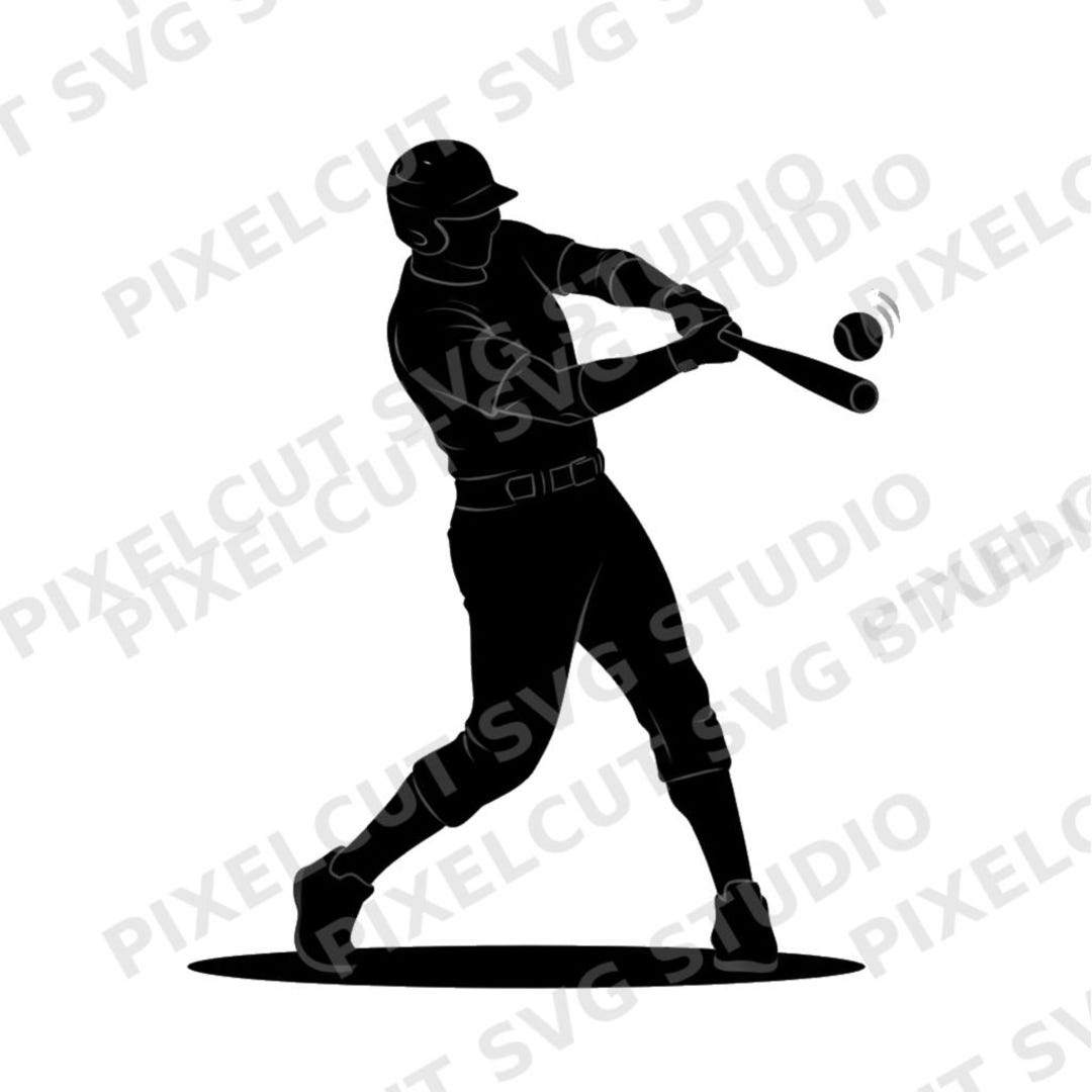 Baseball Player Hitting SVG & PNG – Batting Silhouette, Sports Clipart ...