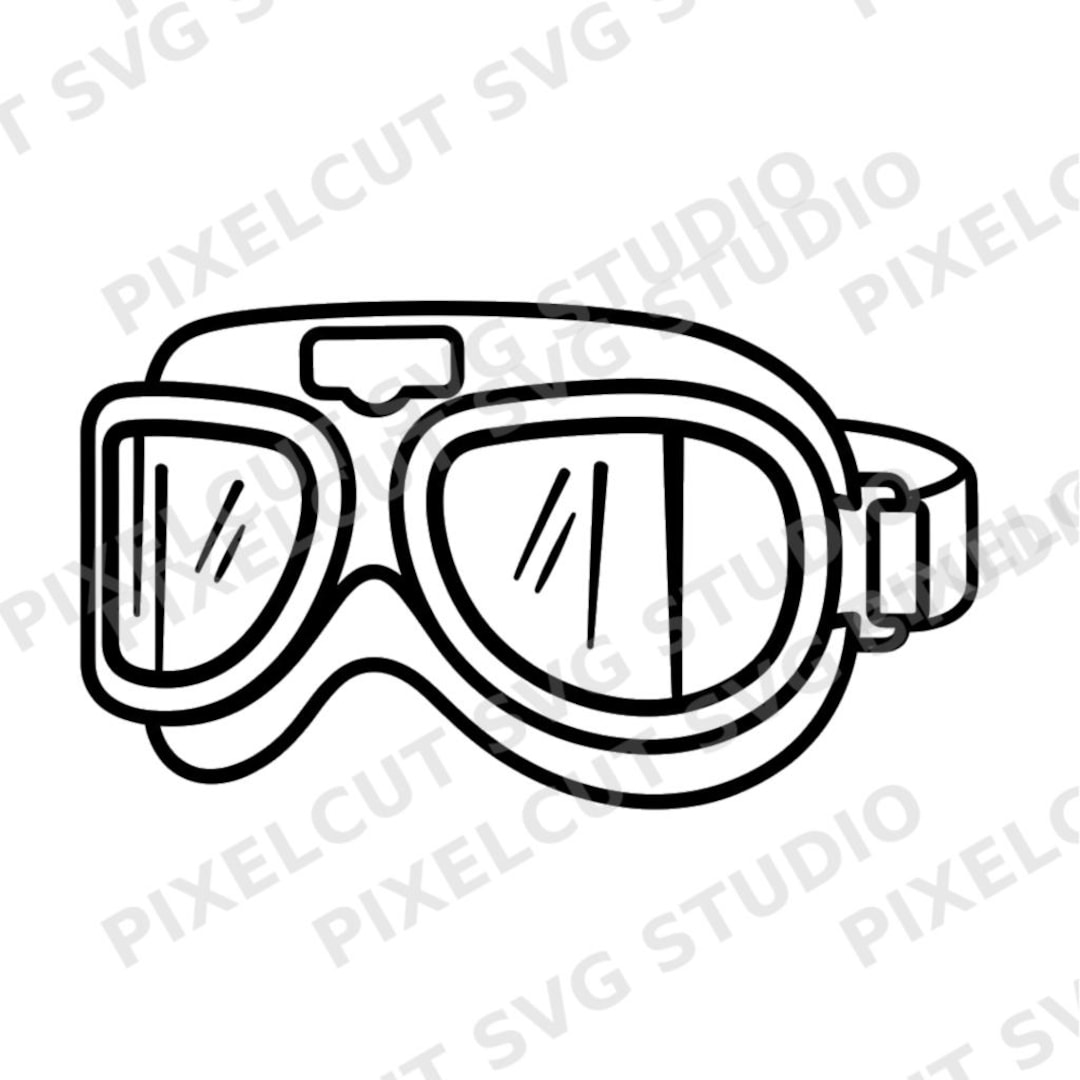 Vintage Aviator Goggles SVG PNG | WW1 Pilot Goggles Outline for Laser ...