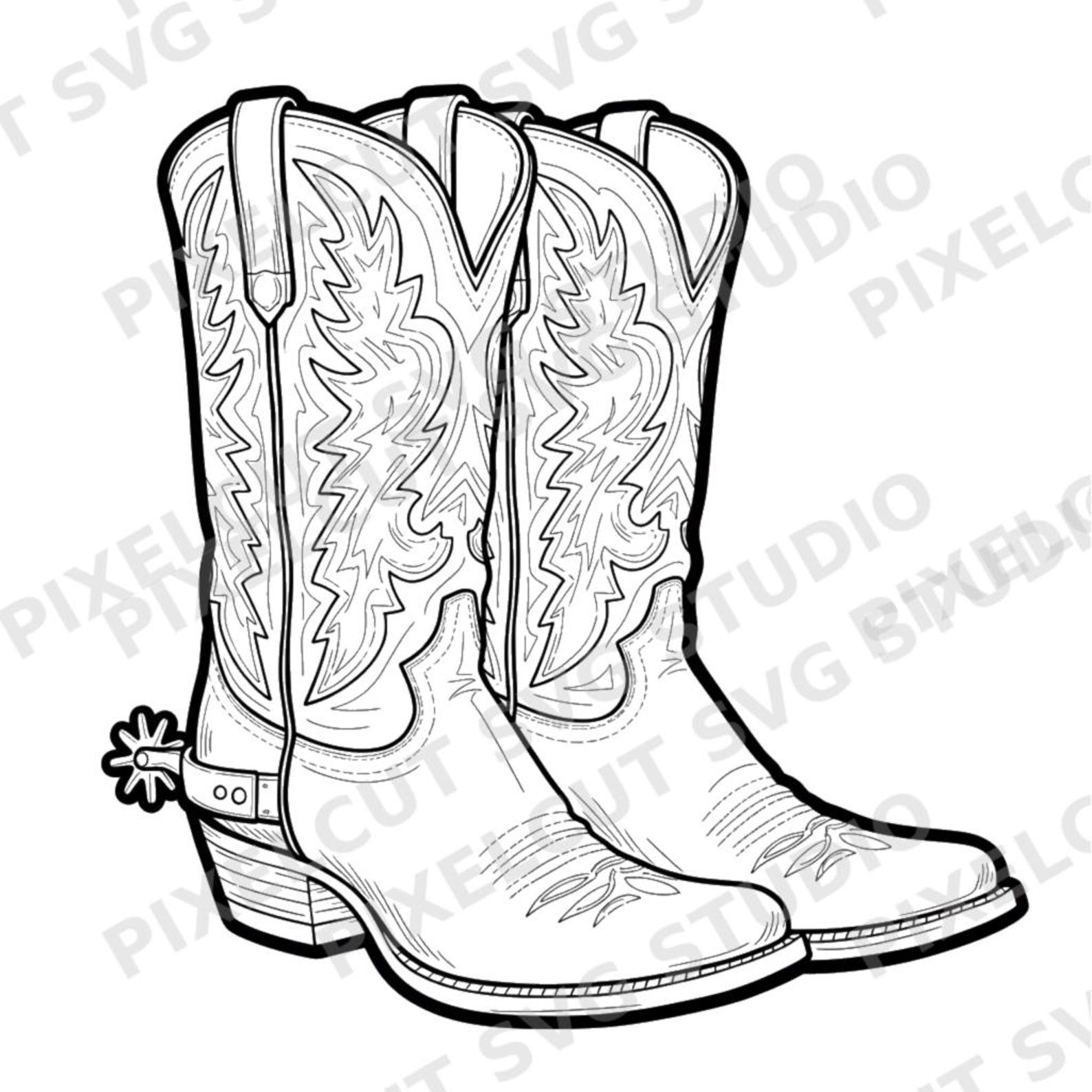 Cowboy Boots Vintage SVG PNG | Western Boots Silhouette for Laser ...