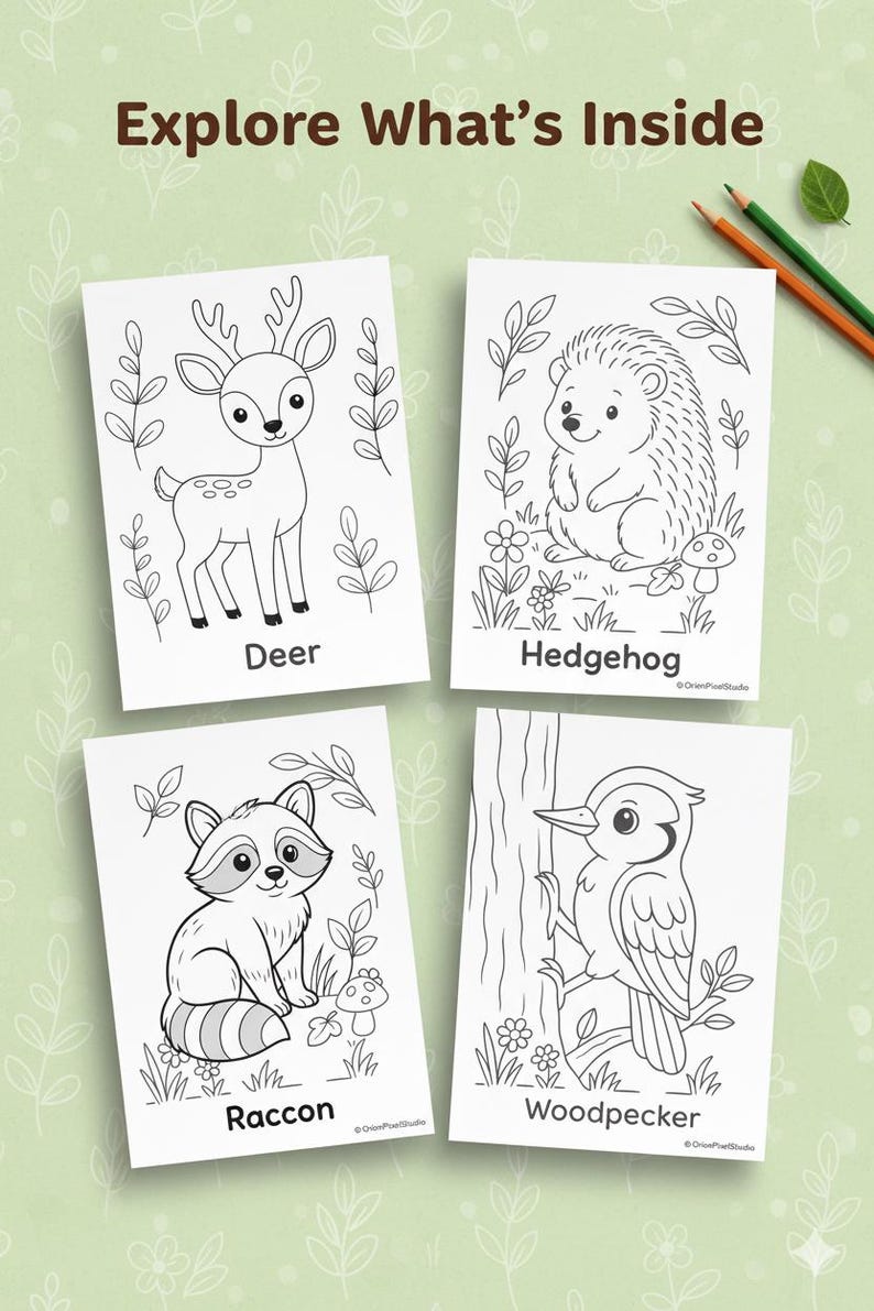 Forest Animals Coloring Book | Woodland Creatures, Kids Activity (PDF ...