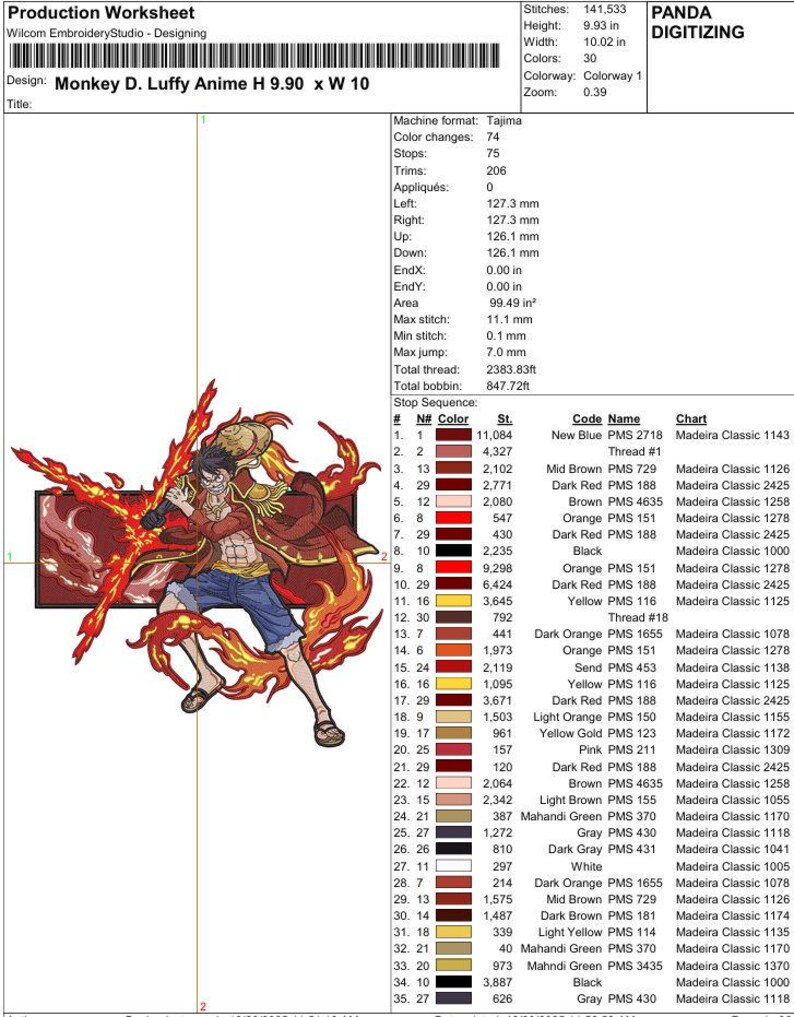 Monkey D. Luffy Anime Embroidery Design | One Piece Machine File - Etsy