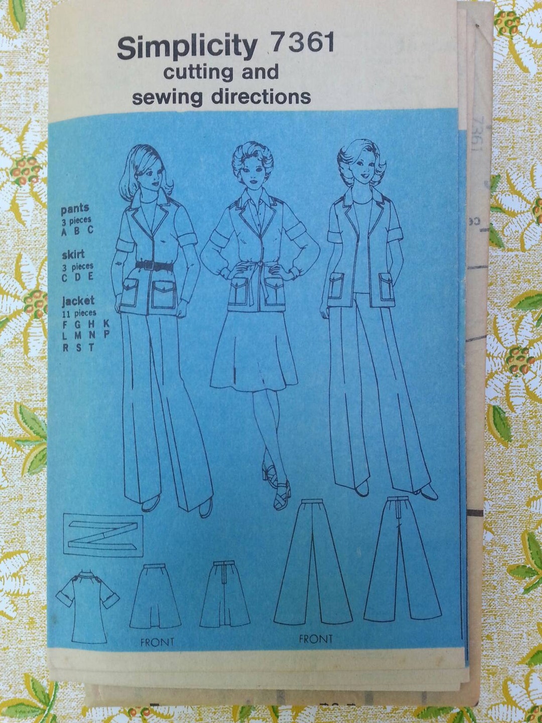 Vintage 1976 Simplicity Pantsuit Skirt Set Pattern 7361 Size 18.5 Bust ...