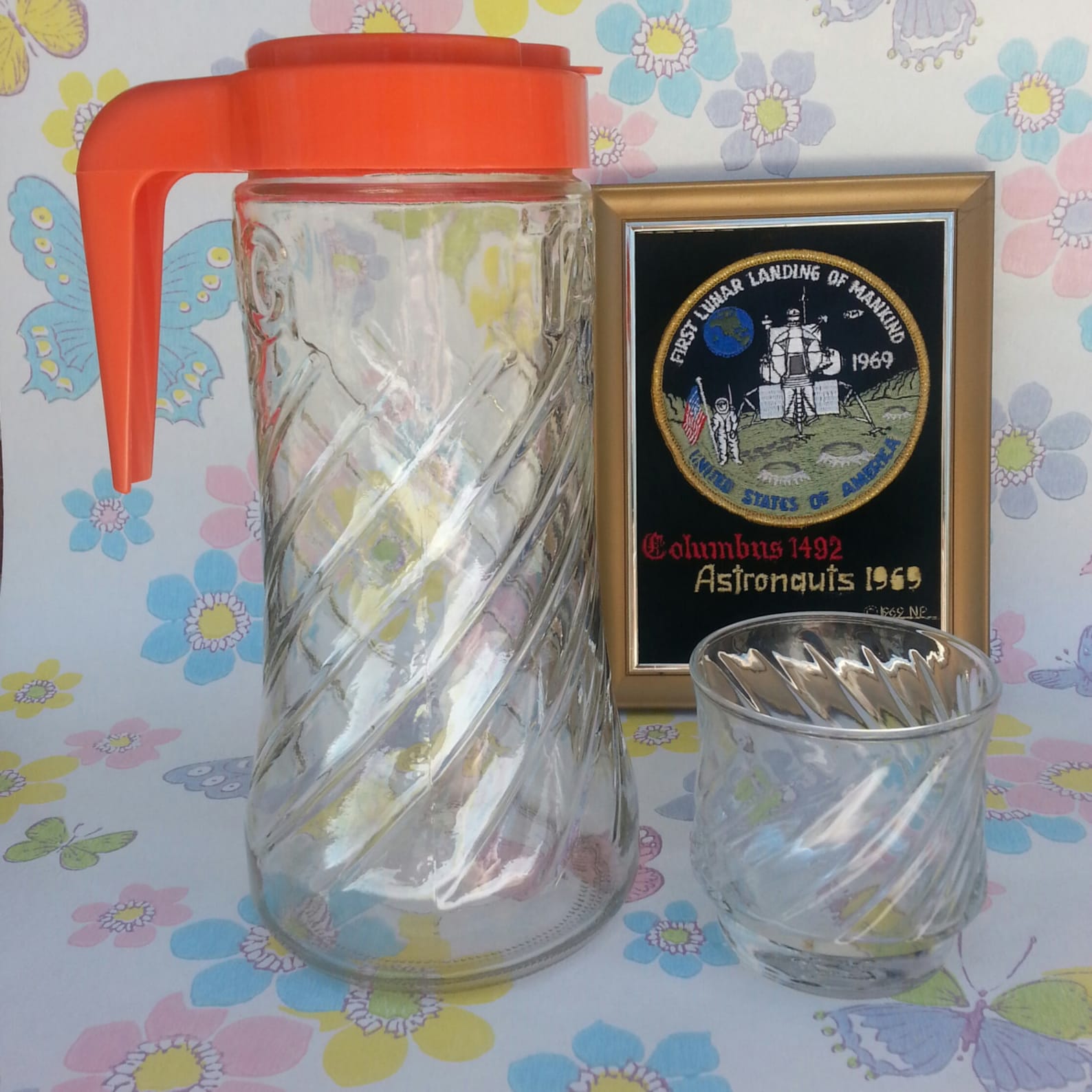 Vintage 1970s Tang Pitcher Carafe and Rare Drinking Glass Set Orange ...