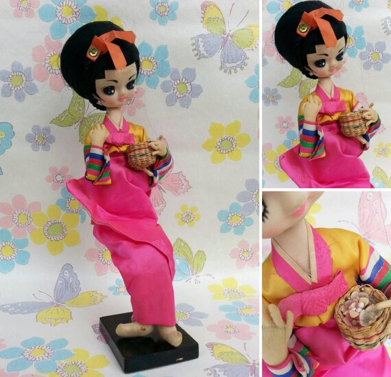 Vintage 1960s Bradley Style Asian Flower Girl Pose Doll Kitsch - Etsy