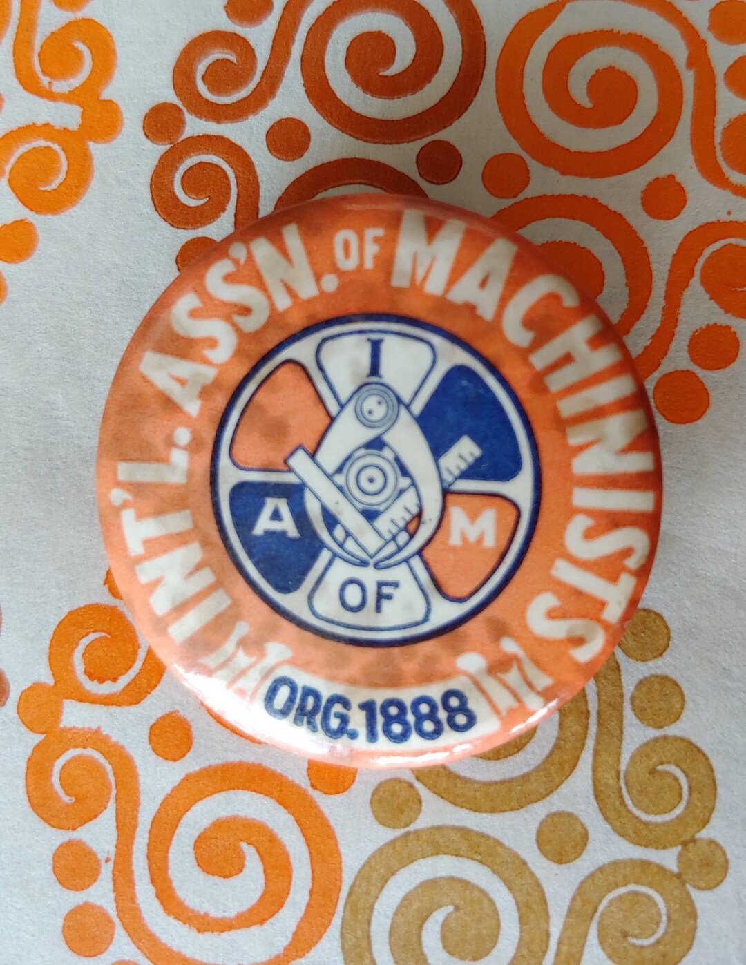 Vintage 1960s International Association of Machinists Badge Pin Button ...