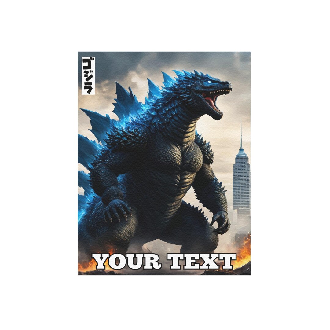 Frame Canvas Godzilla Print Custom Your Text Personalized Gift Gojira ...