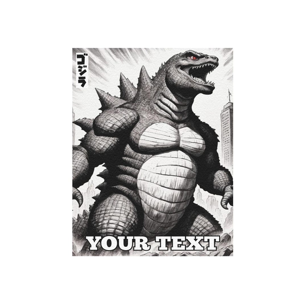 Frame Canvas Godzilla Print Custom Your Text Personalized Gojira - Etsy