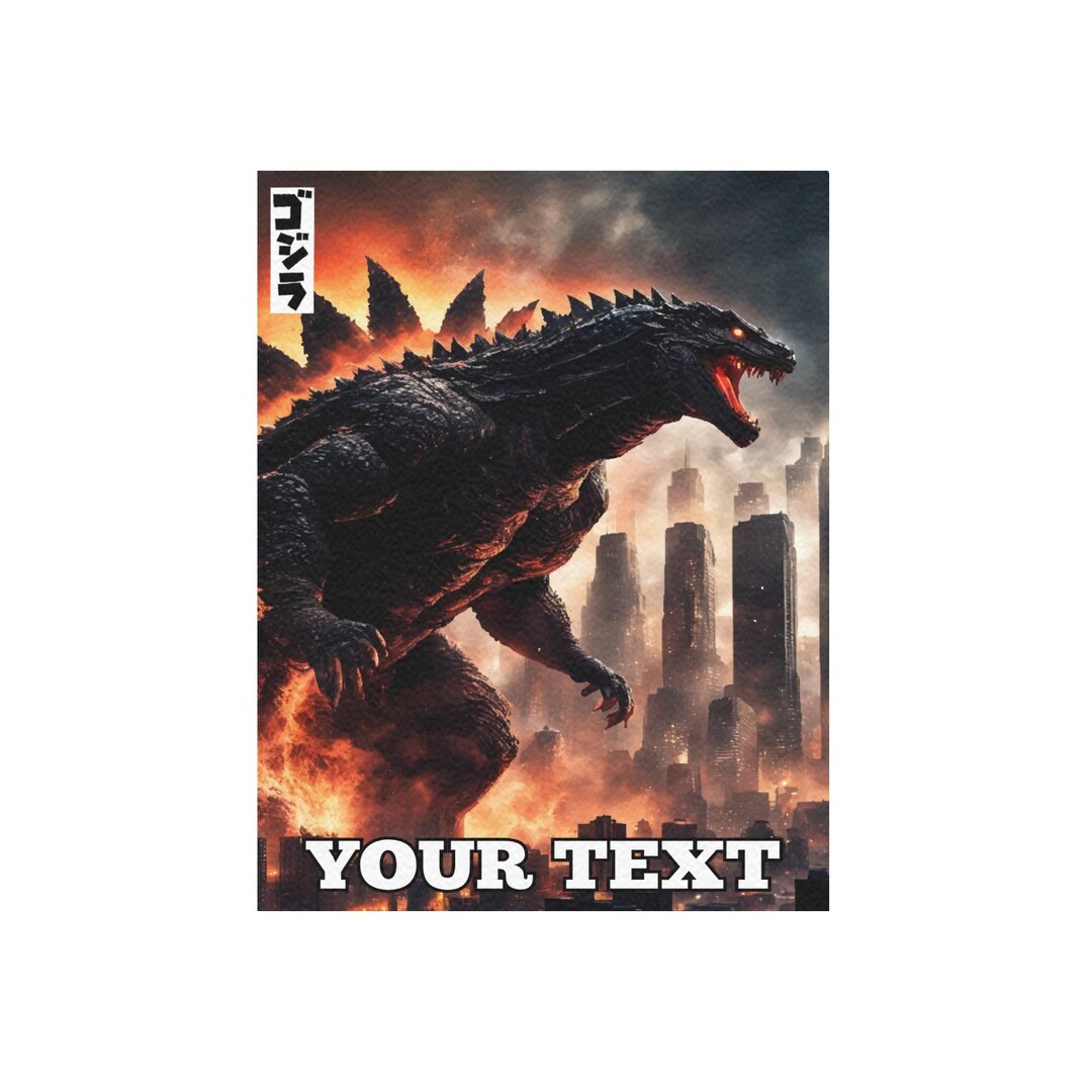 Godzilla Frame Canvas Custom Print Gift Your Text Kaiju Personalized ...